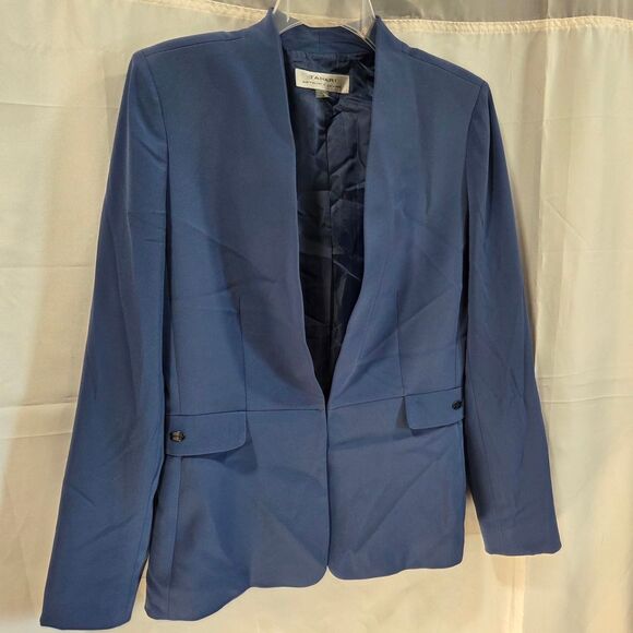 Tahari | Jackets & Coats | Tahari Sz 6 Blue Collarless Open Front ...